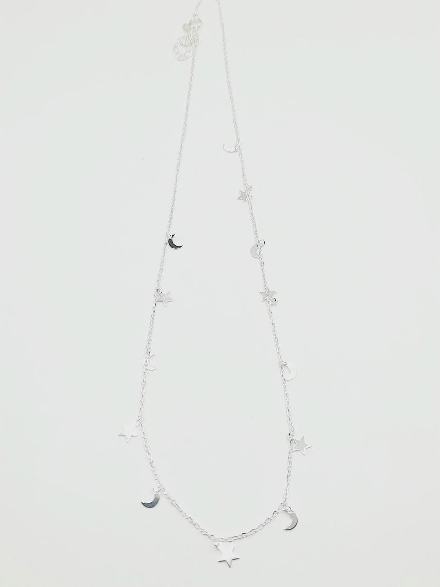 Sterling Silver Stars & Moon Necklace – Spacecraft Creative